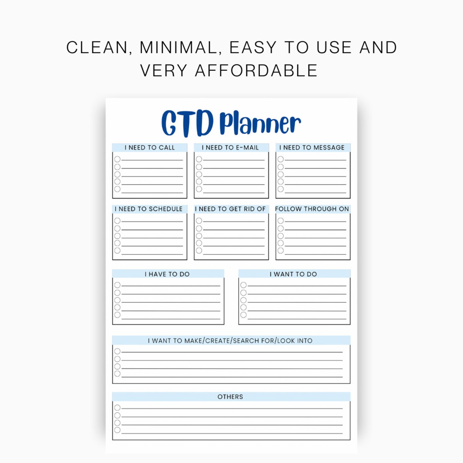 GTD Template, Gtd Planner, Adhd Task Organizer, GTD System, Getting ...