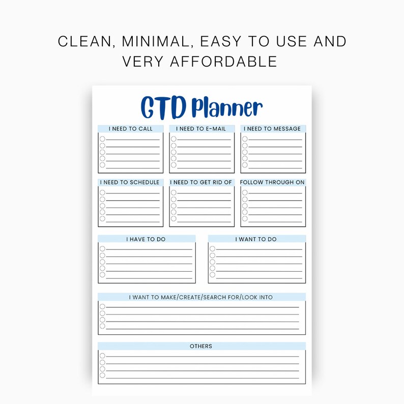 GTD Template, Gtd Planner, Adhd Task Organizer, GTD System, Getting ...