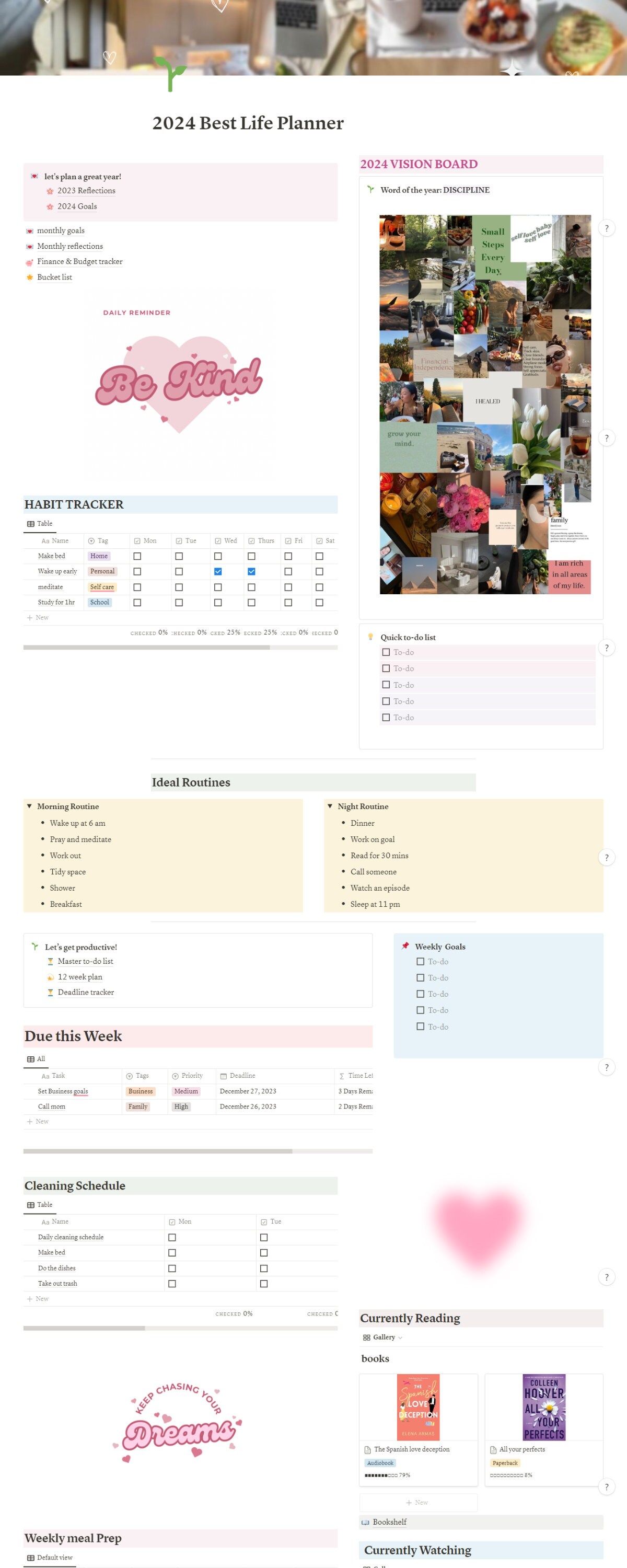 2024 Life Planner Notion Template, 2024 Goal Setting, 2024 Goal Planner, Life Reset Notion ...