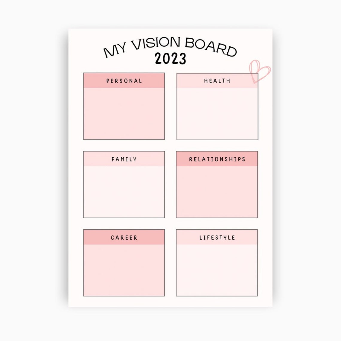 Vision Board Printable, Vision Board Template, New Year Goals, Goal ...