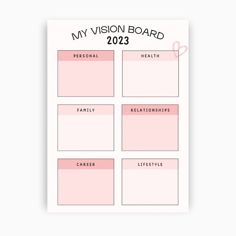 Vision Board Printable, Vision Board Template, New Year Goals, Goal ...