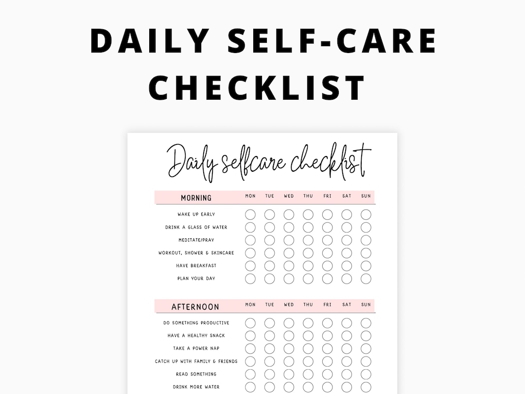 Daily Self Care Checklist Self Care Tracker Printable Self Care