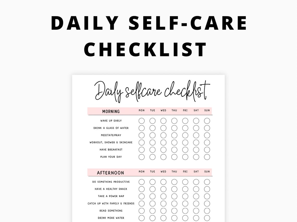 Daily Self Care Checklist Self Care Tracker Printable Self Care