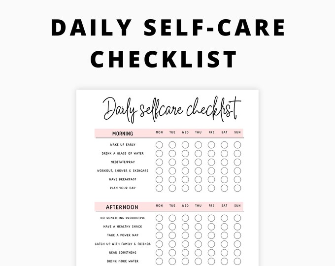 Daily Self Care Checklist Printable, Self Care Habit Tracker, Self Care Tracker, Daily Routine ...