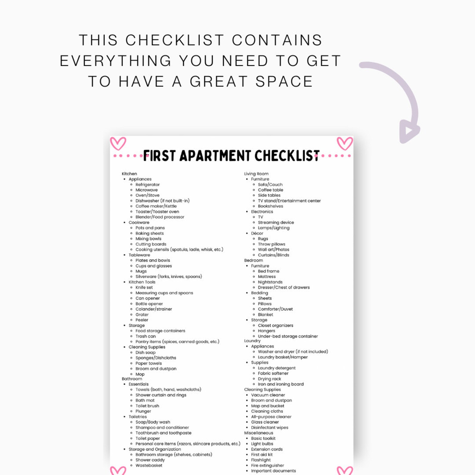 First Apartment Checklist, New Home Checklist, First Apartment Moving ...