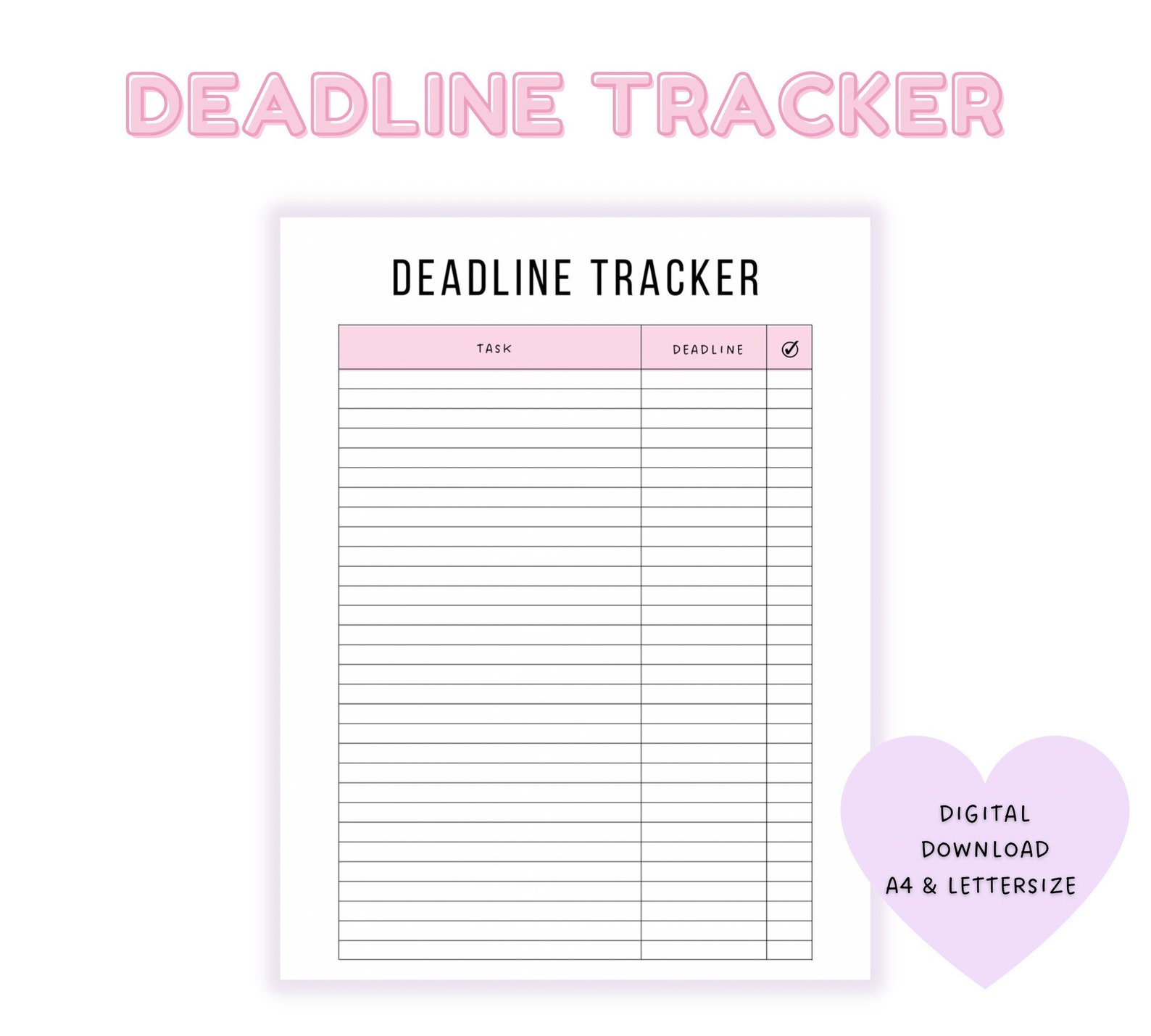 Deadline Tracker Printable Deadline Tracker Deadline Tracker - Etsy