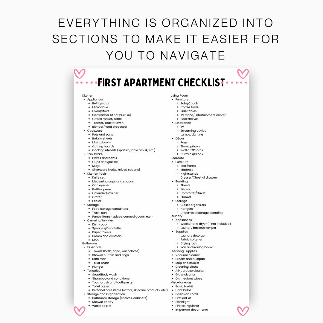 First Apartment Checklist, New Home Checklist, First Apartment Moving ...