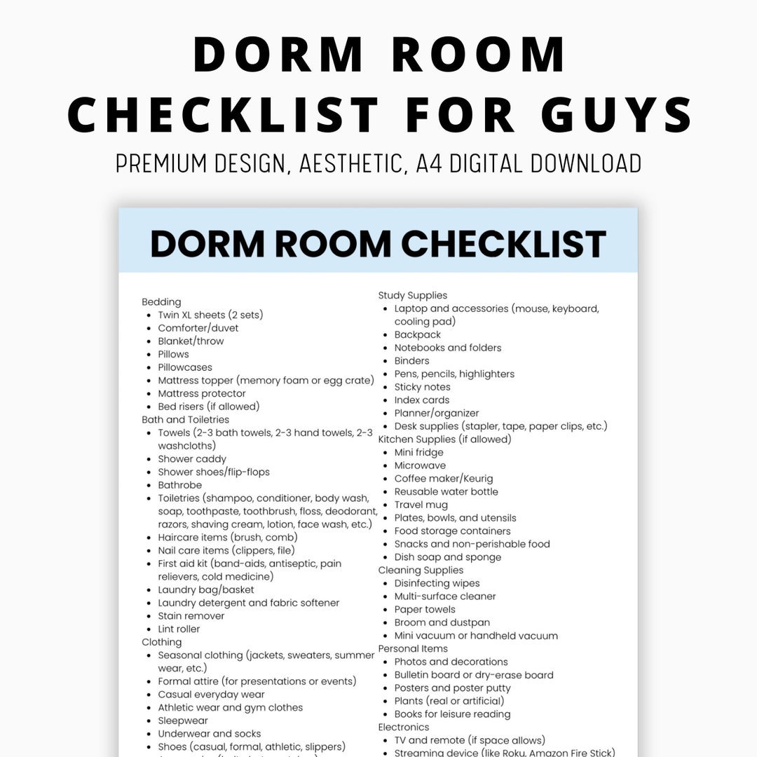 2025 College Packing List for Guys, Dorm Room Essentials for Him, 2025 ...
