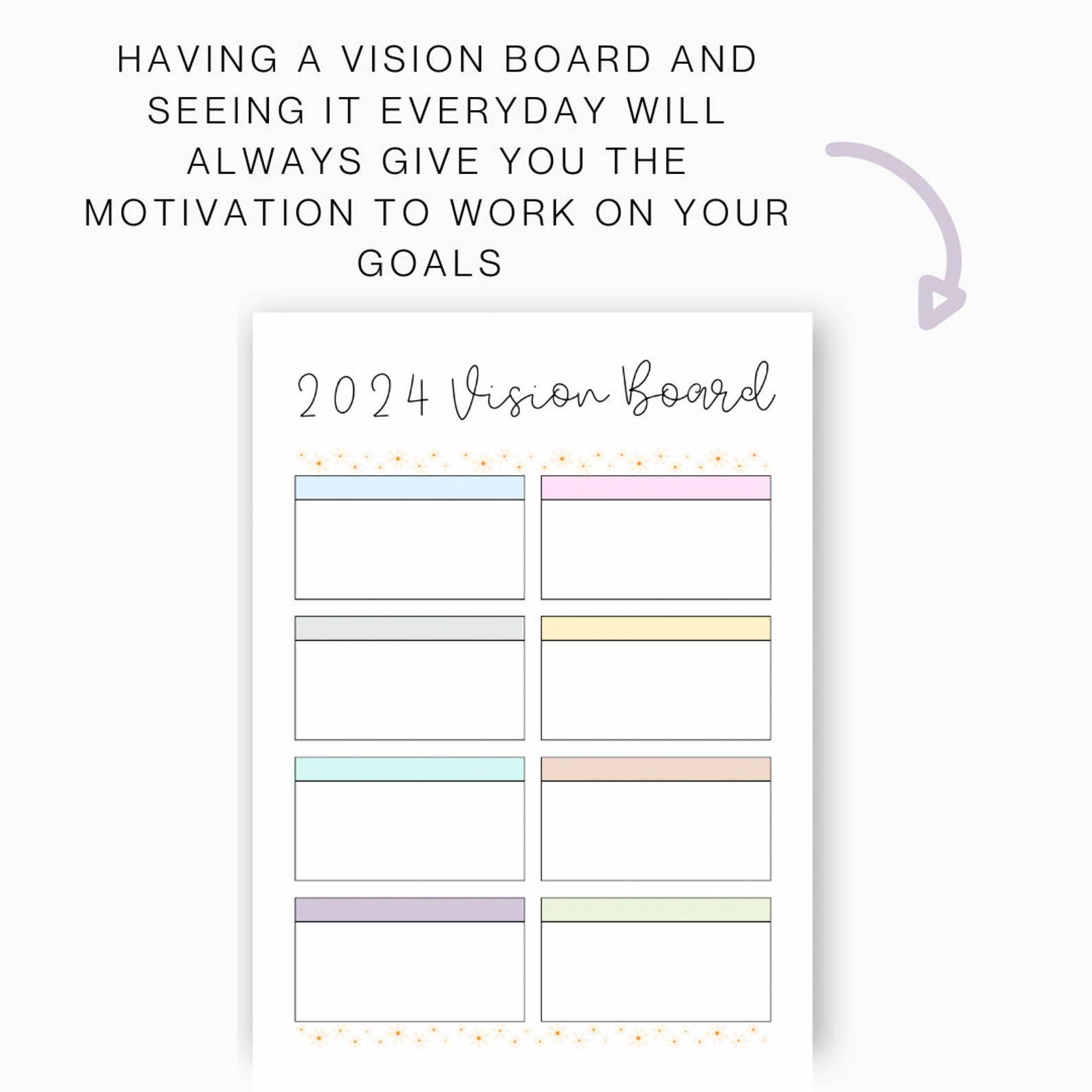 Printable Vision Board, Vision Board Template, 2024 Dream Life Planner ...