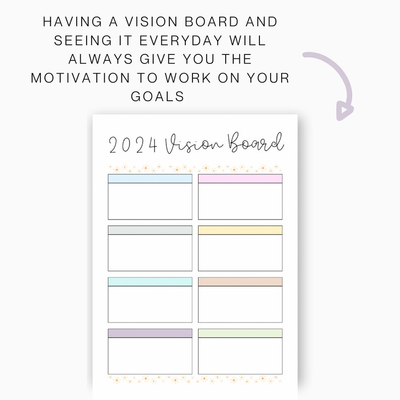 Printable Vision Board, Vision Board Template, 2024 Dream Life Planner ...