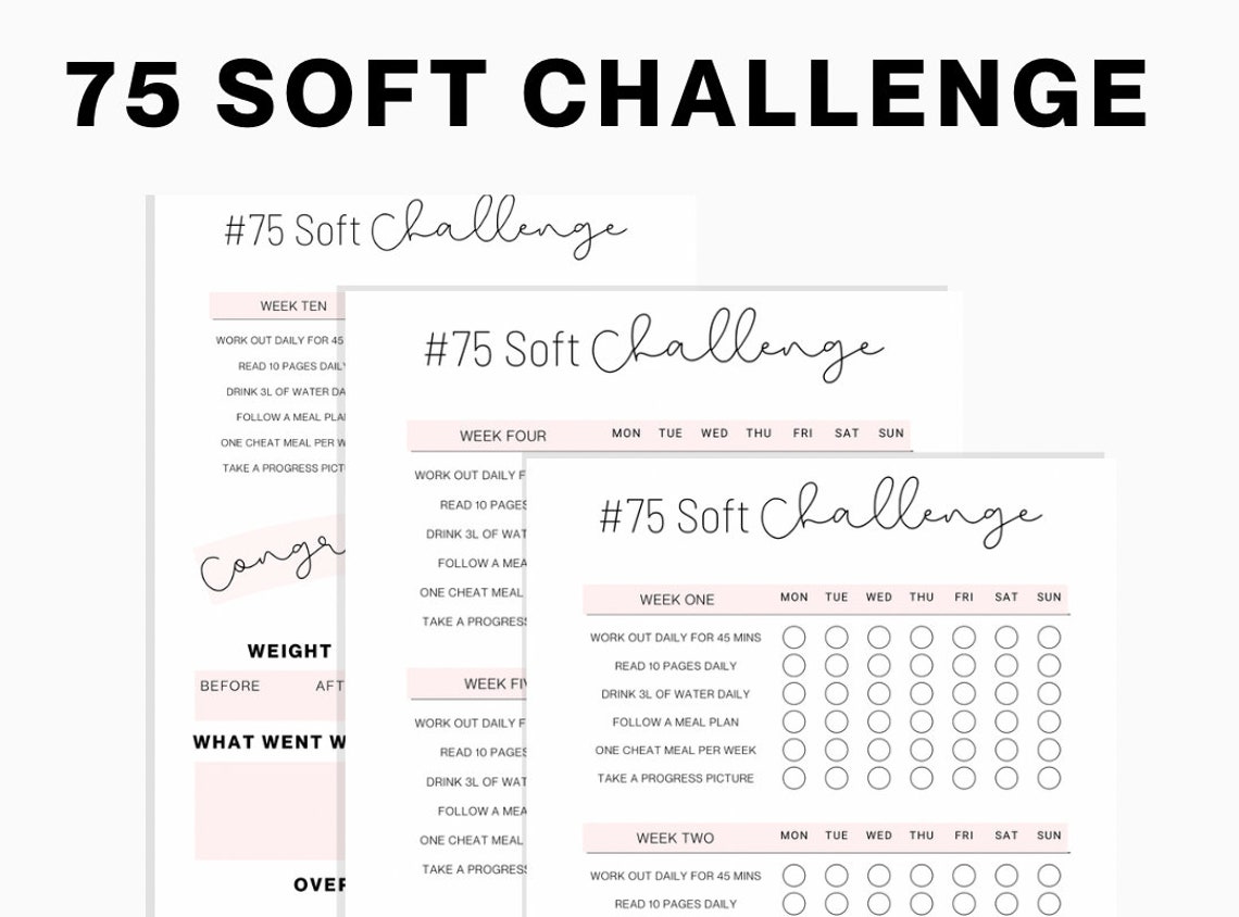 75 Soft Challenge, 75 Soft Challenge Tracker Printable, 75 Soft Planner ...