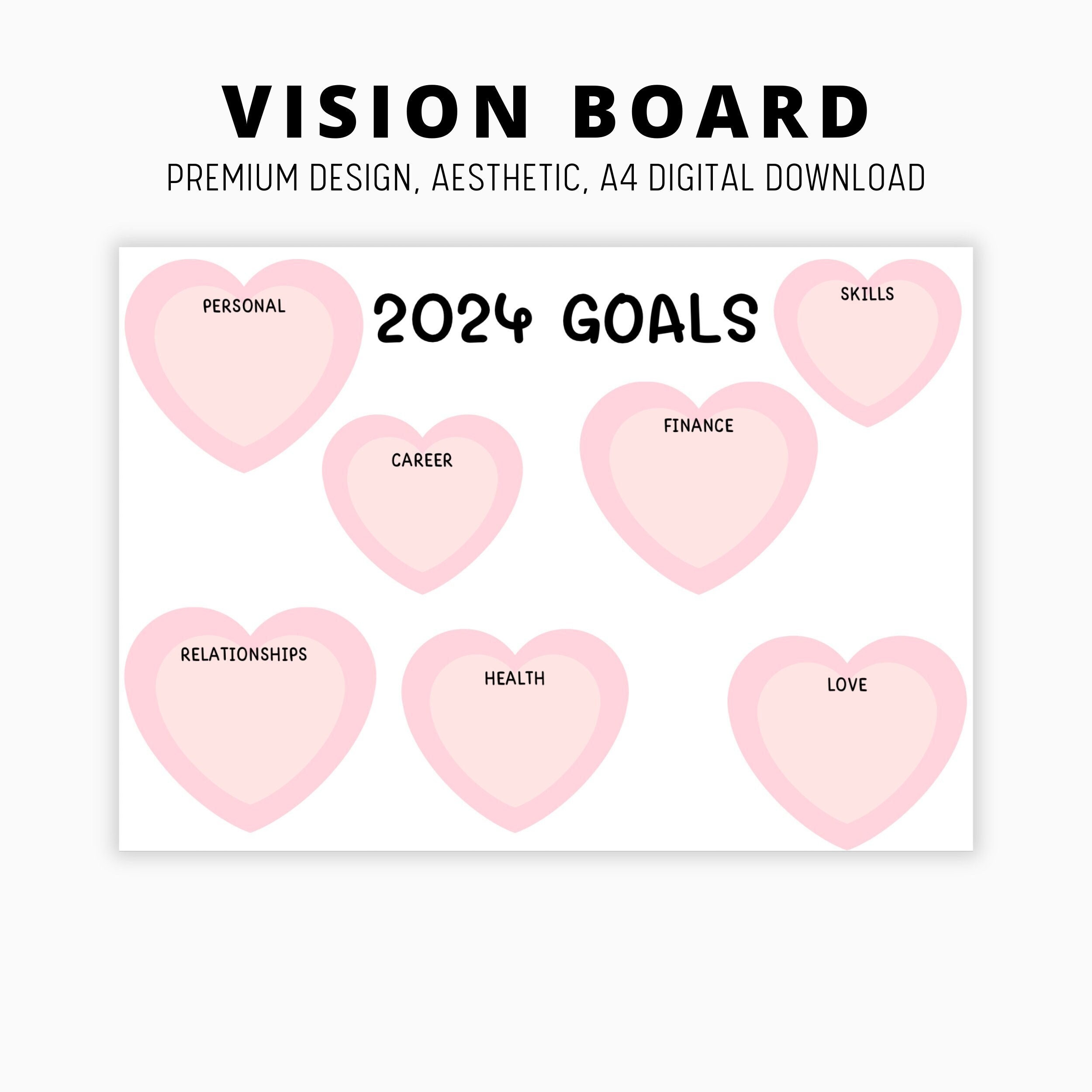 Printable Vision Board, Vision Board Template, 2024 Dream Life Planner ...
