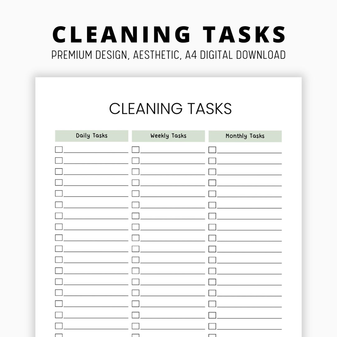 Cleaning Checklist, Editable Cleaning Routine Planner, Daily Cleaning ...