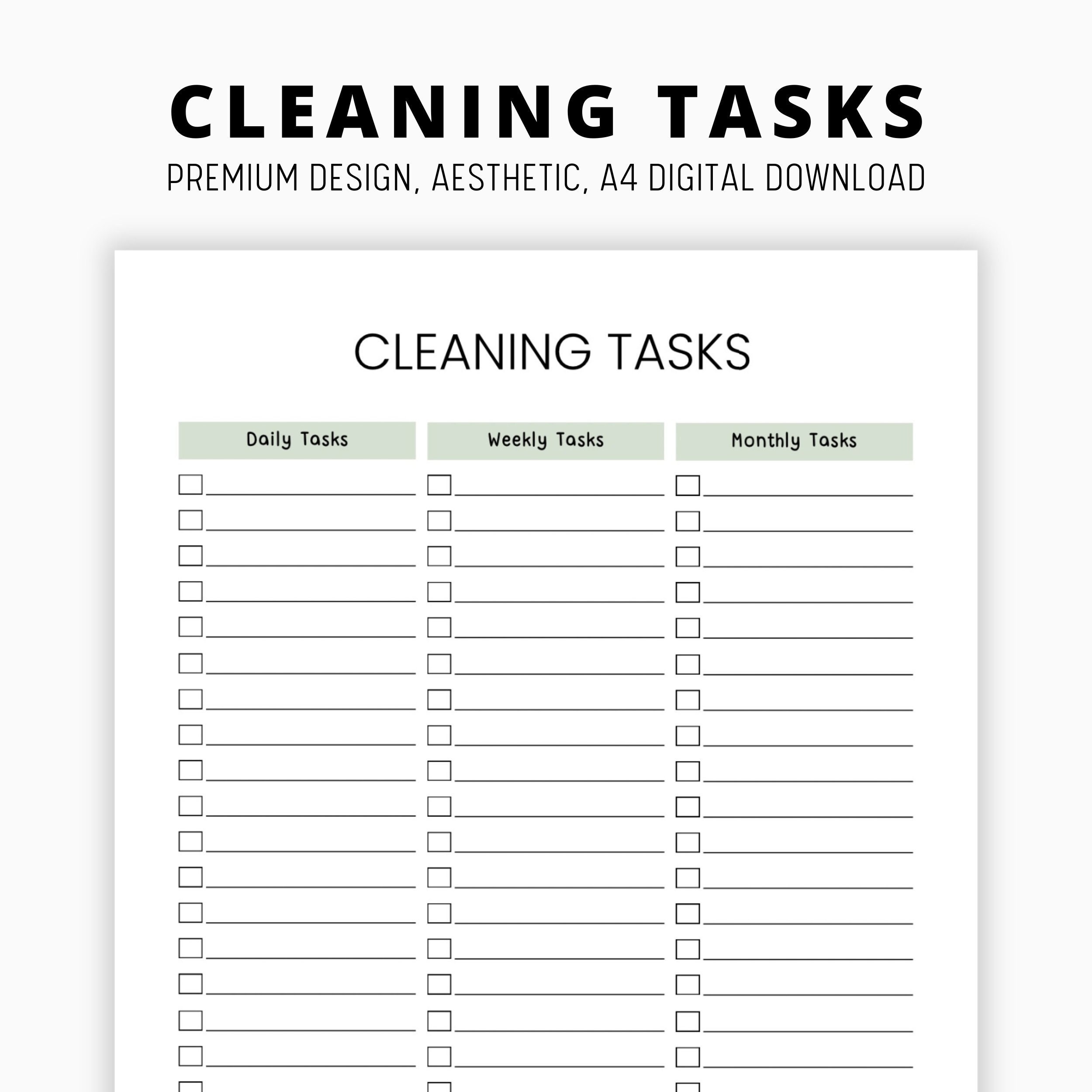 Cleaning Checklist, Editable Cleaning Routine Planner, Daily Cleaning ...