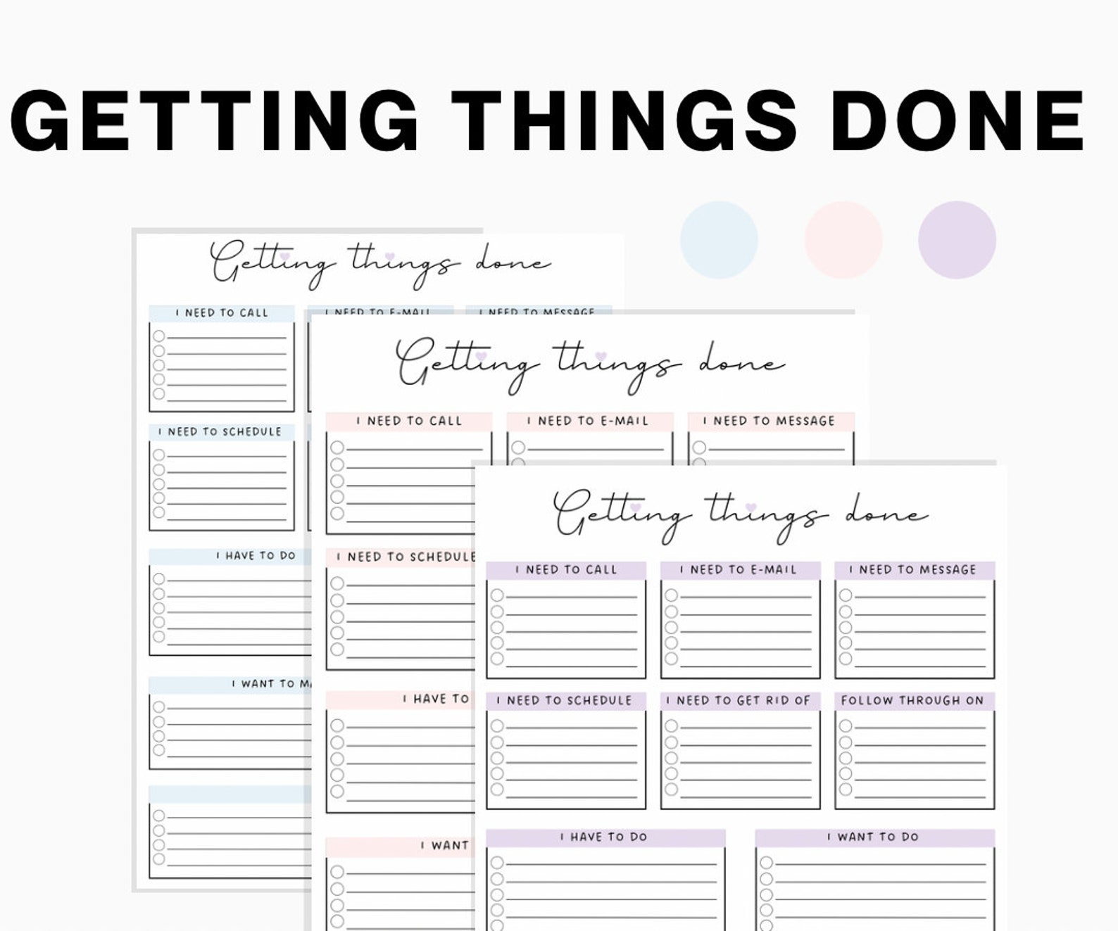 Getting Things Done Printable, Task Organizer, GTD Inbox, GTD Planner ...