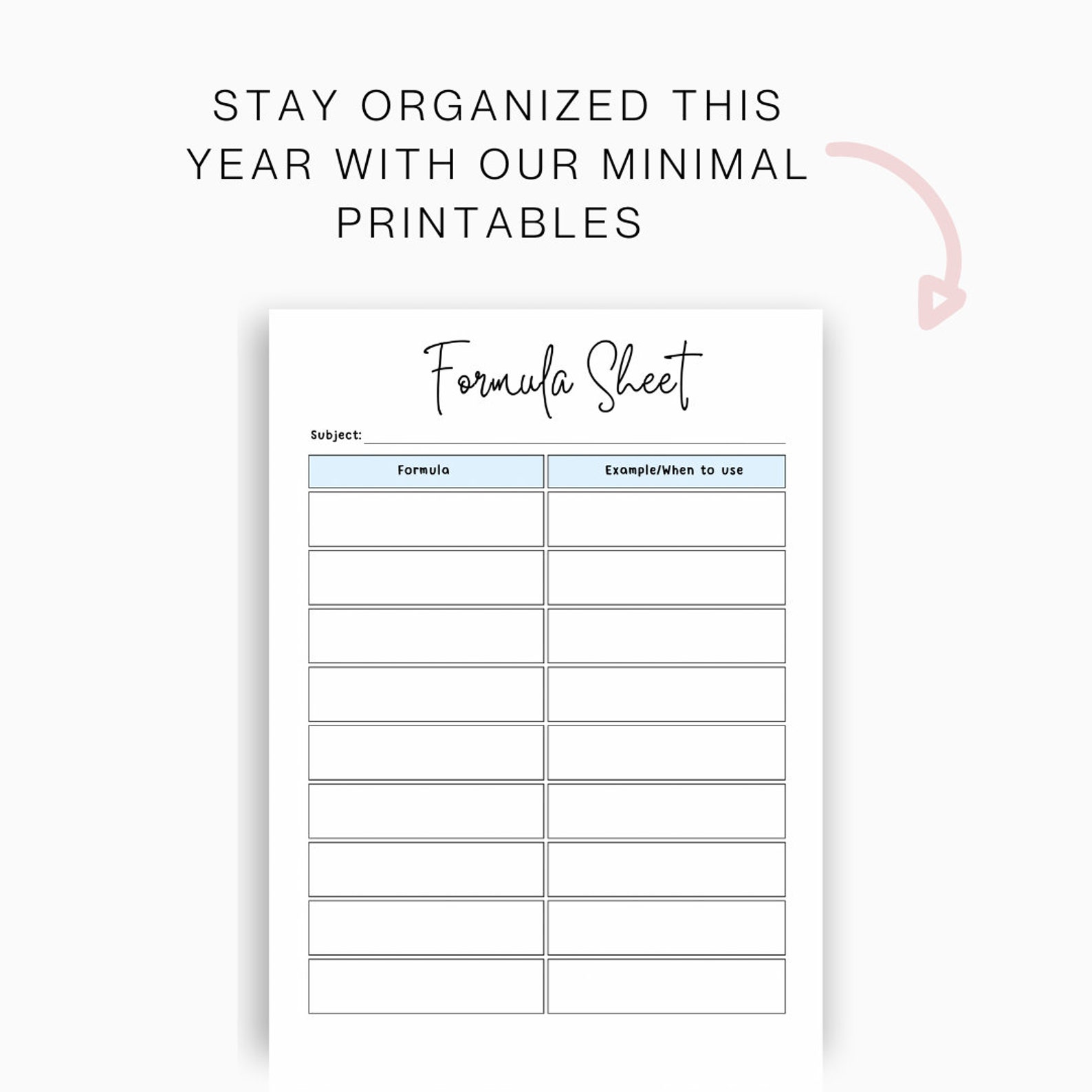 Formula Sheet, Printable Equation Sheet, Study Essential, Maths ...