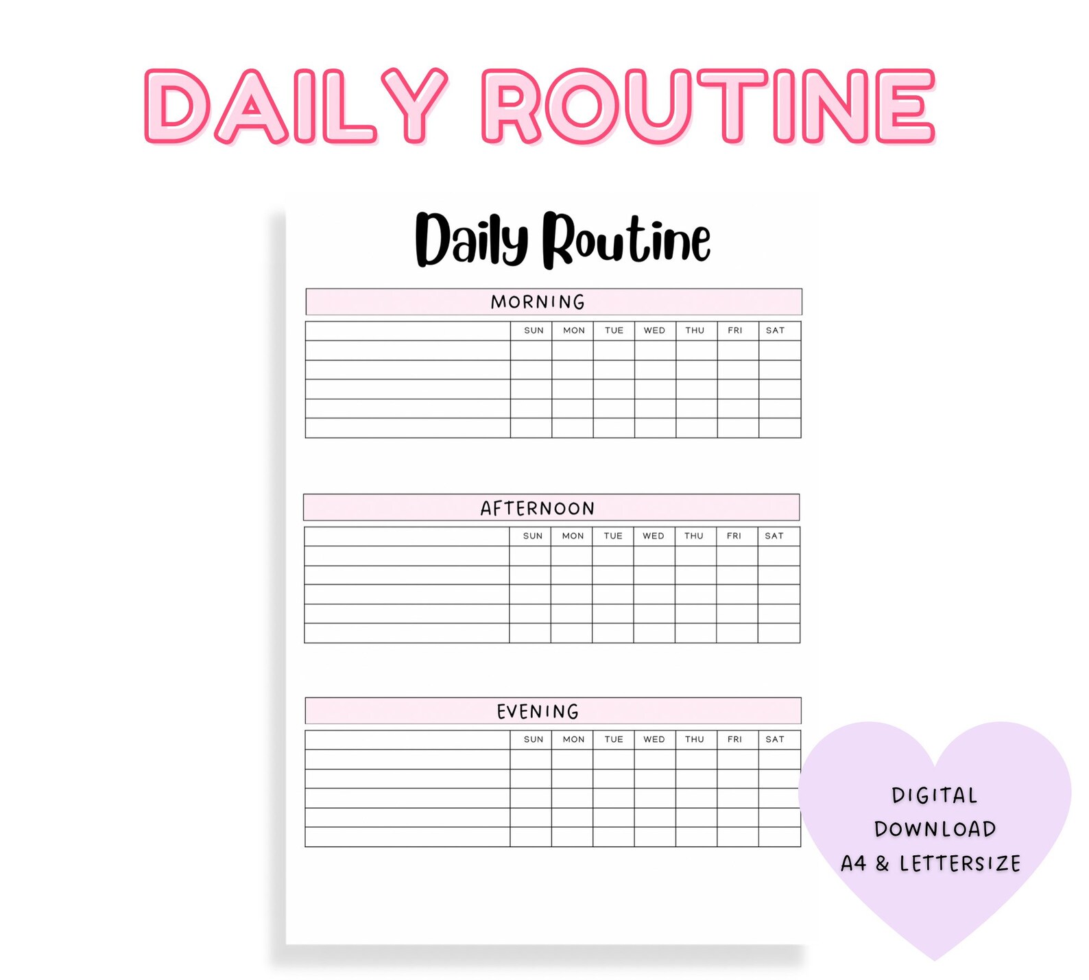 Daily Routine Printable, Daily Routine Tracker, Morning Routine Planner ...