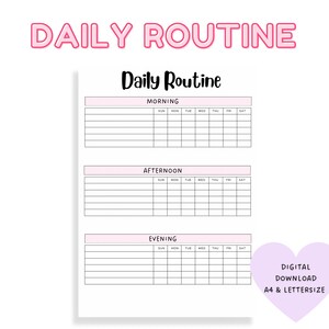 Daily Routine Printable, Daily Routine Tracker, Morning Routine Planner ...