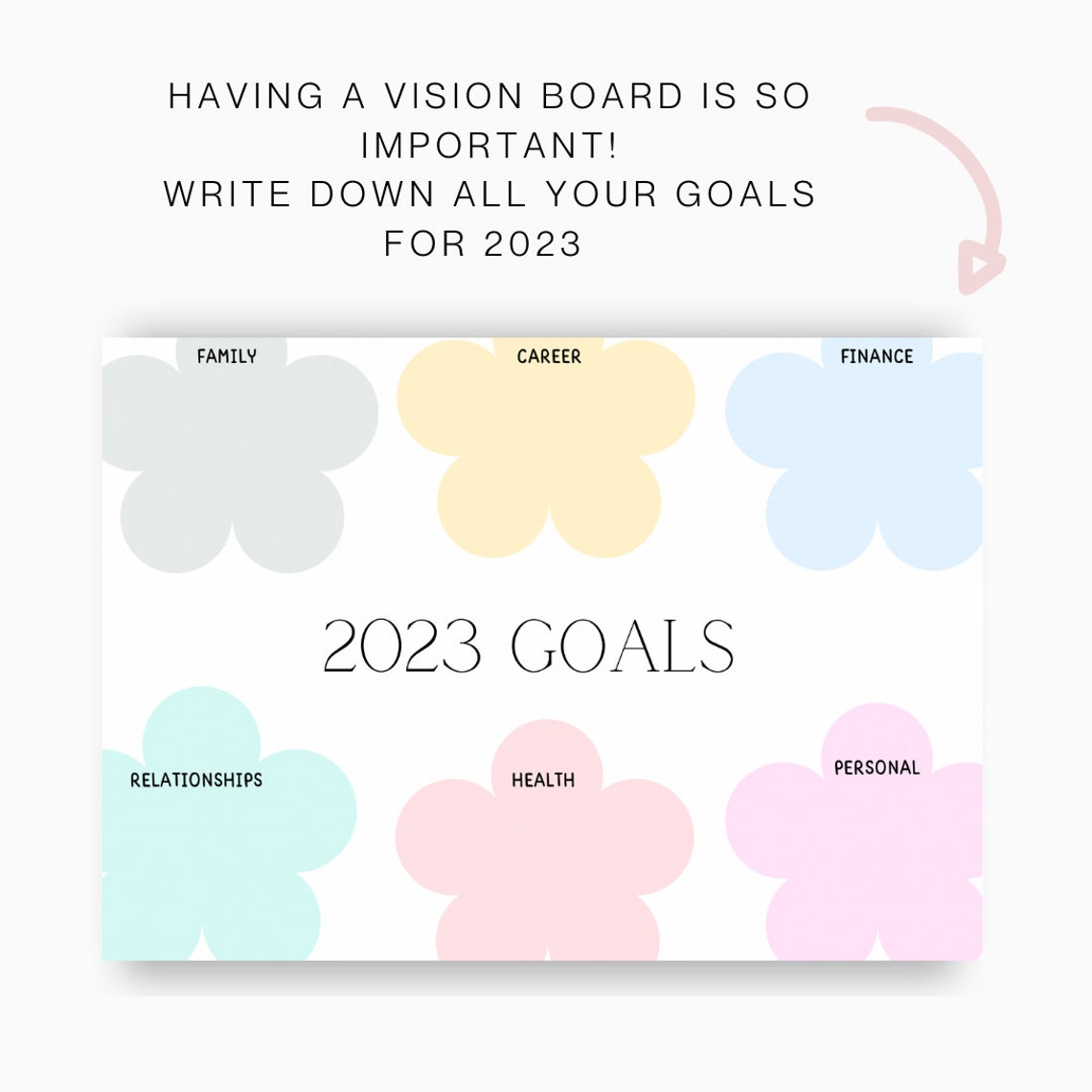 Printable Vision Board, Vision Board Template, 2023 Dream Life Planner ...