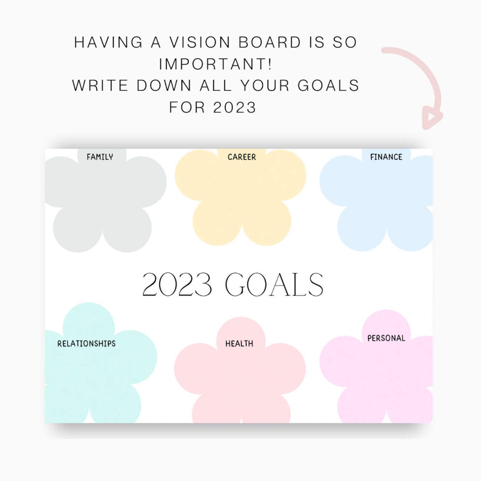 Printable Vision Board, Vision Board Template, 2023 Dream Life Planner ...