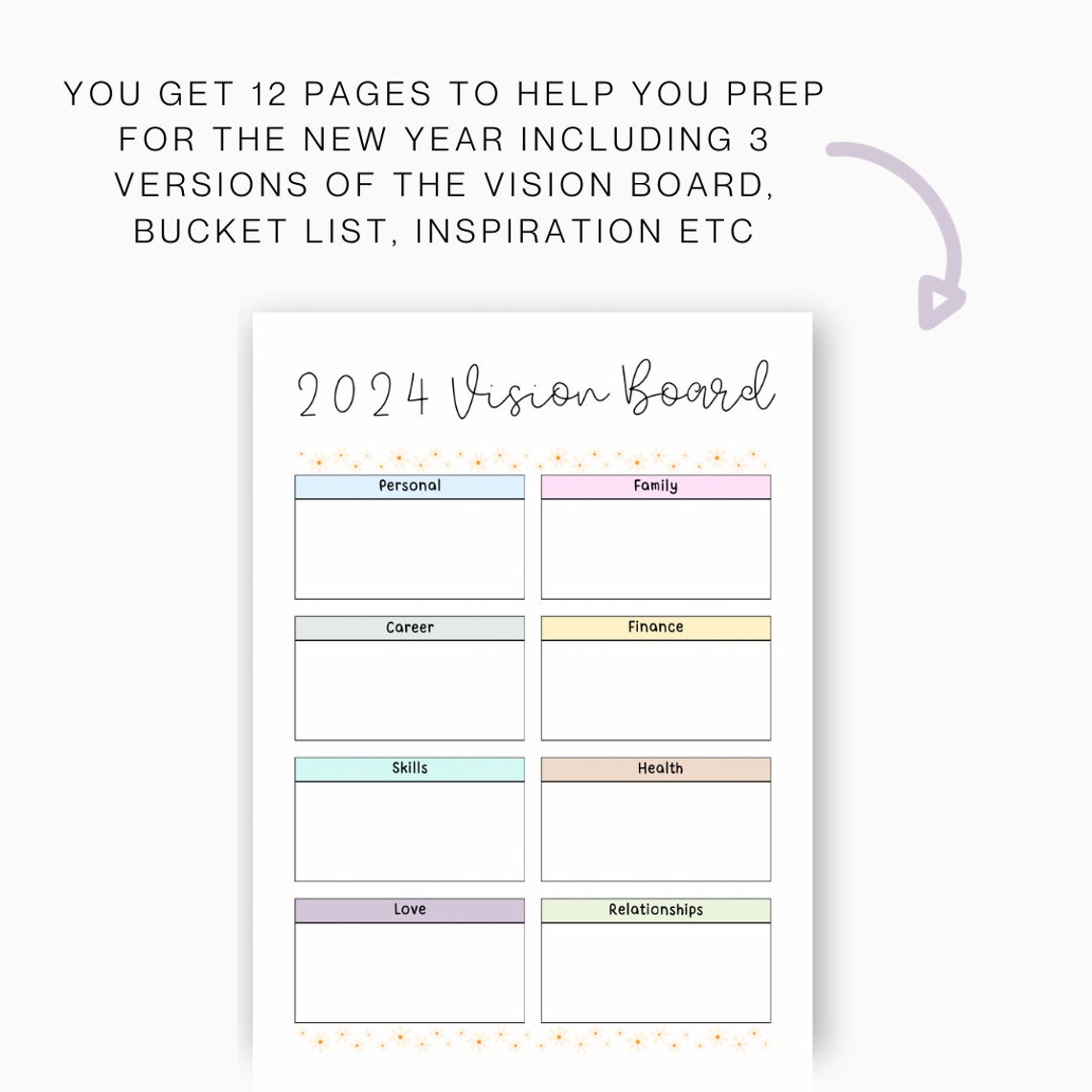 2024 Goals Printable Vision Board 2024 Dream Life Plans Life Reset