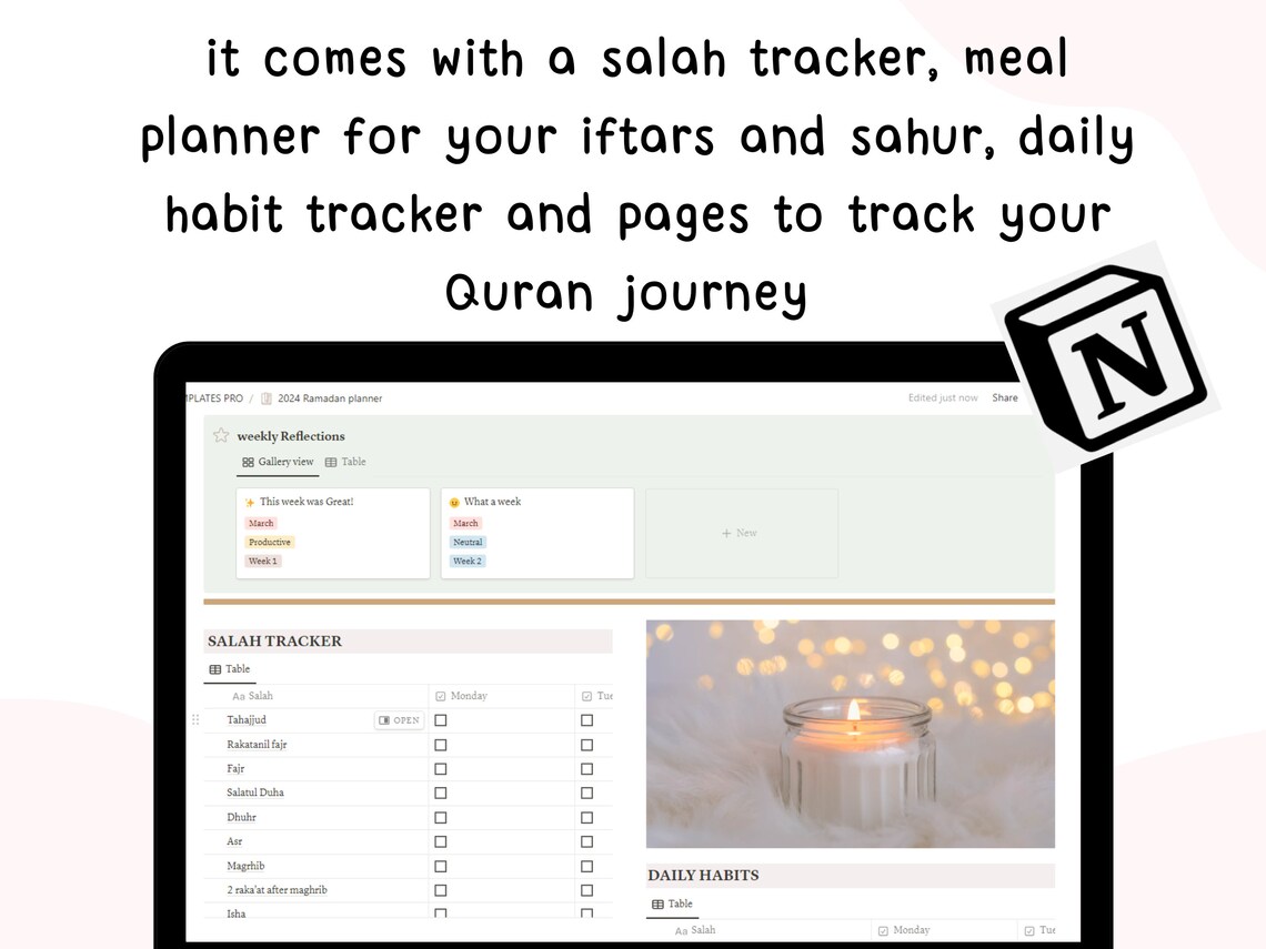 2024 Ramadan Planner Notion Template, Quran Journal, Muslim Journal, Ramadan Journal, Islamic ...