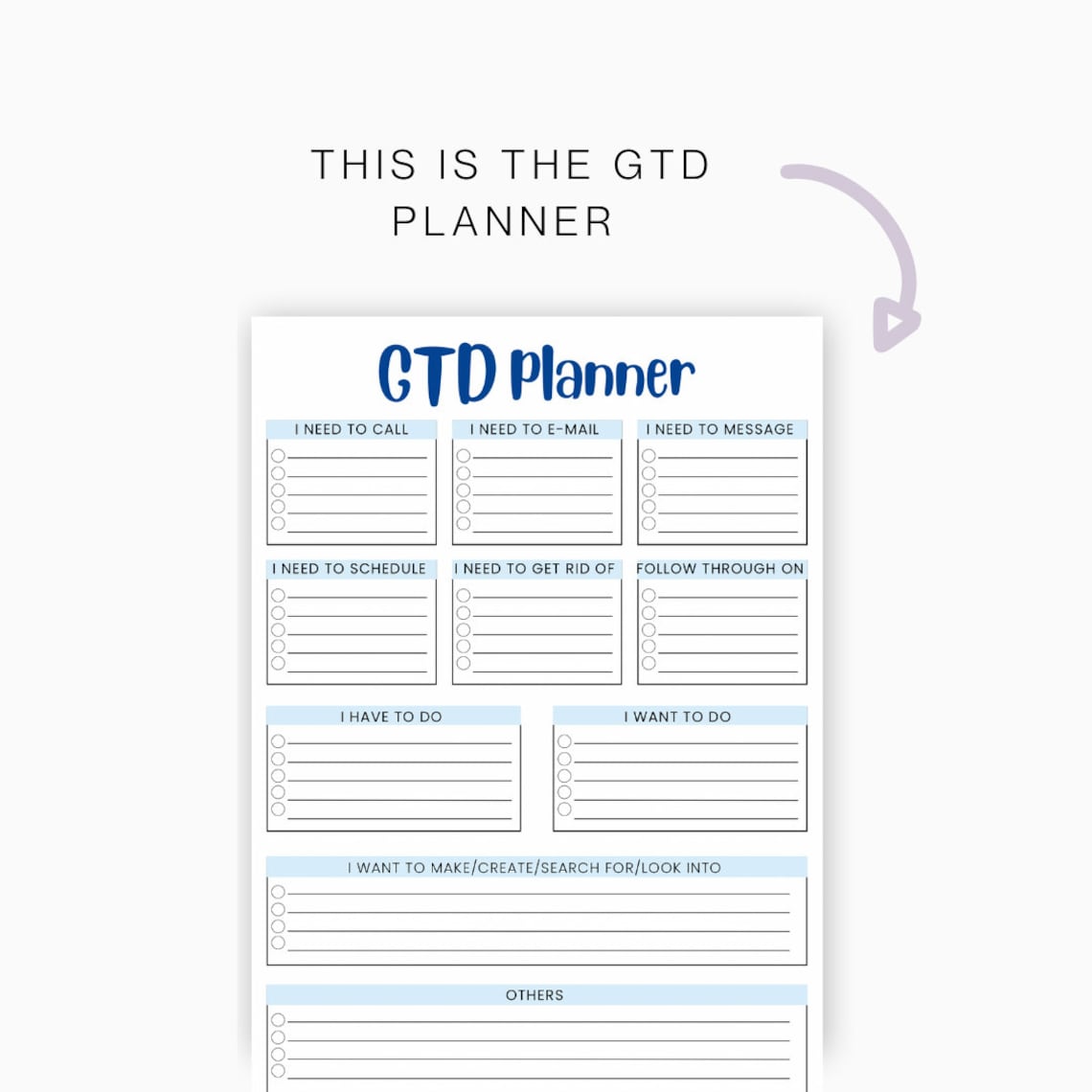 GTD Template, Gtd Planner, Adhd Task Organizer, GTD System, Getting ...