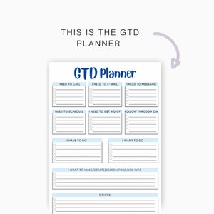 GTD Template, Gtd Planner, Adhd Task Organizer, GTD System, Getting ...