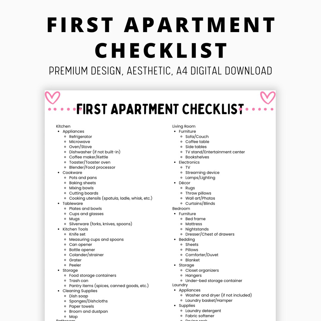 First Apartment Checklist, New Home Checklist, First Apartment Moving ...