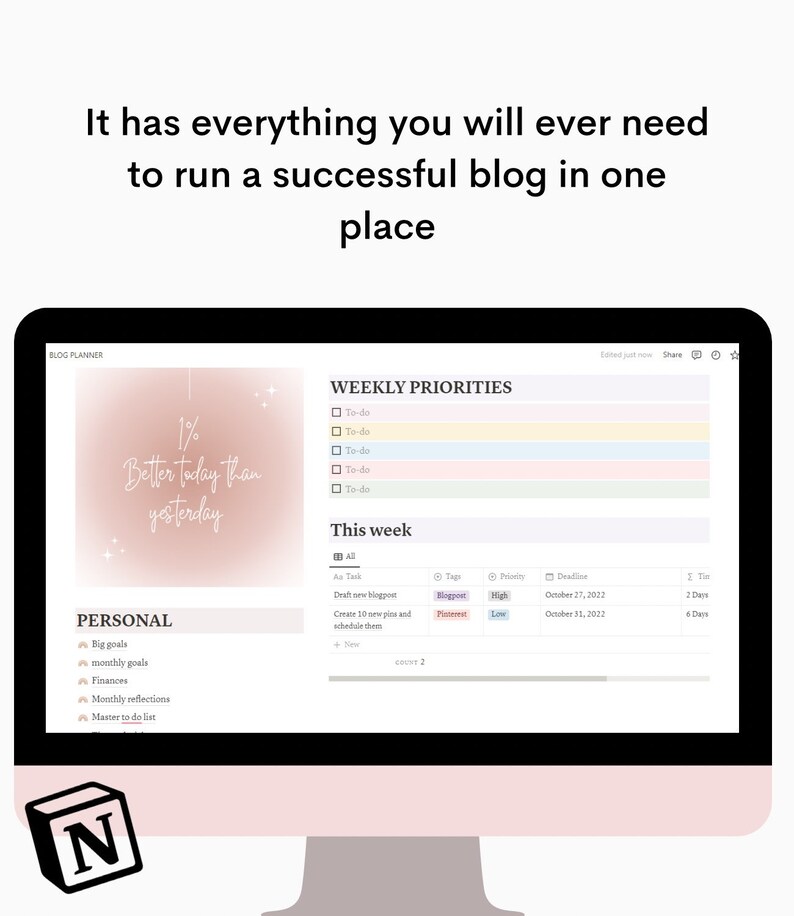 Notion Template Blog Planner, Content Calendar, Newsletter, Digital ...