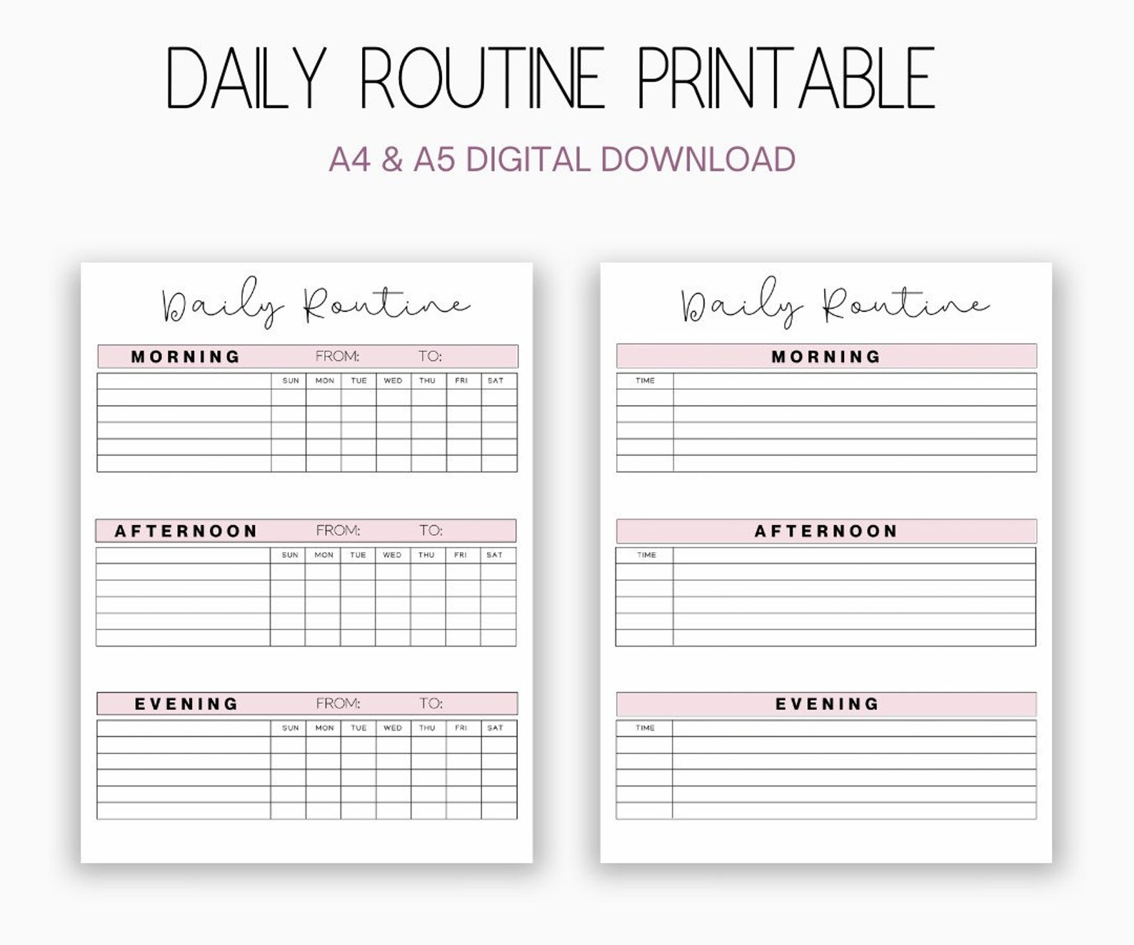 Daily Routine, Daily Routine Planner, Morning Routine, Daily Routine ...