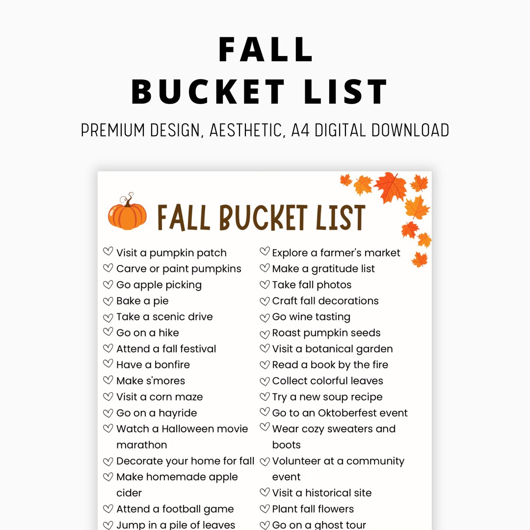 Fall Bucket List Activities, Fall Checklist, Autumn Bucket List Ideas ...