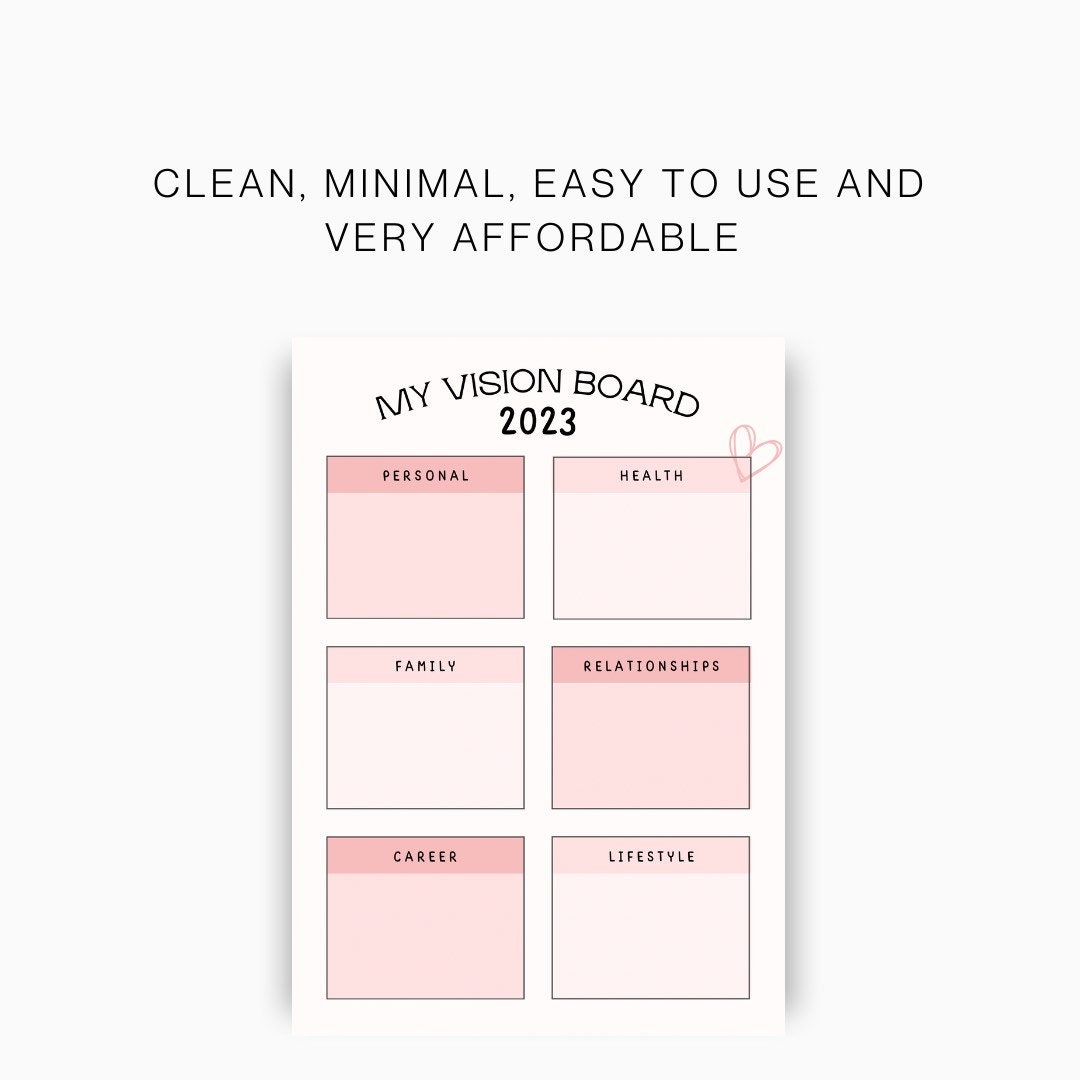 Vision Board Printable, Vision Board Template, New Year Goals, Goal ...