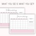 Monthly Calendar , Pink Monthly Calendar, Monthly Planner Printable ...