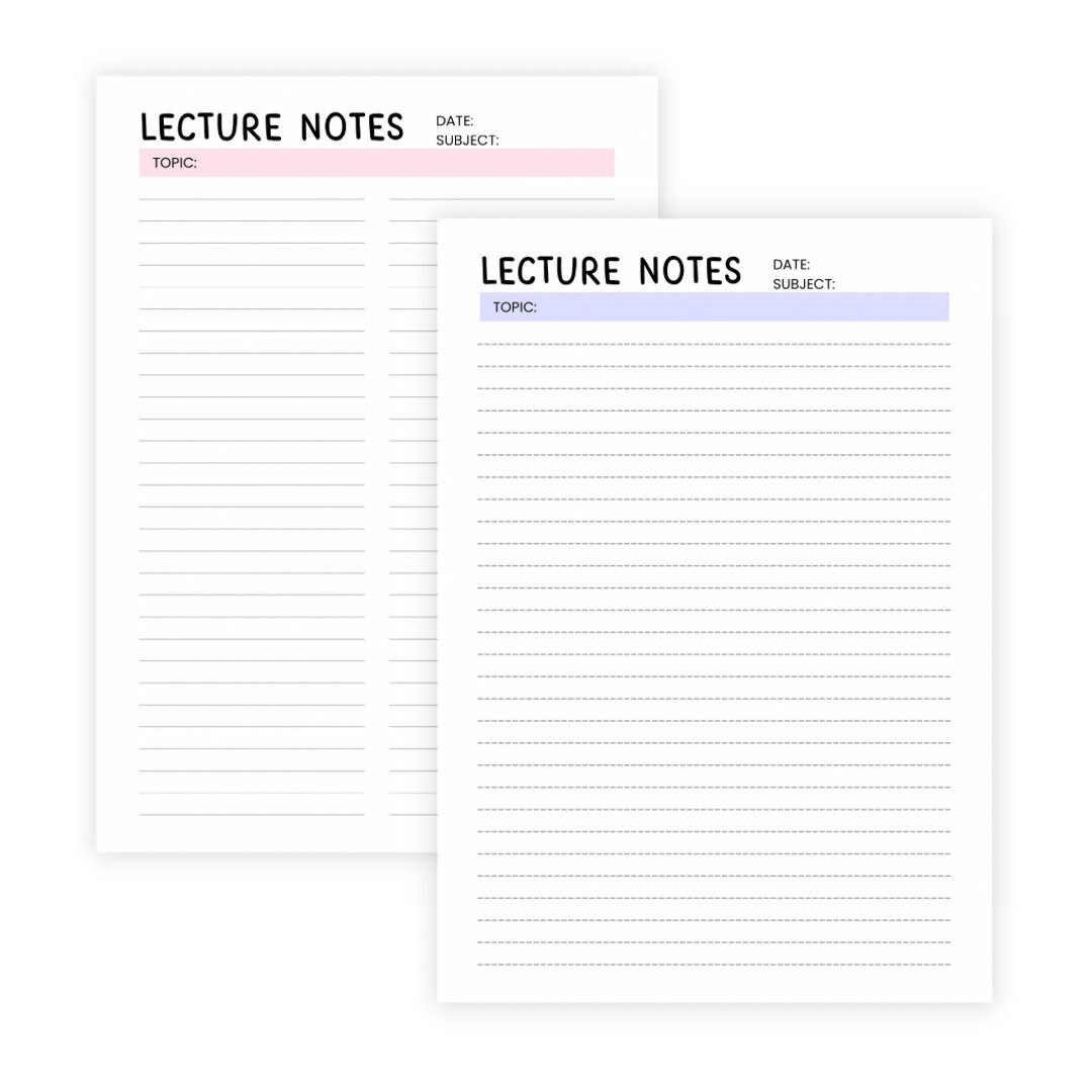 Lecture Notes, Printable Lecture Notes, Note Taking, Student Notes ...