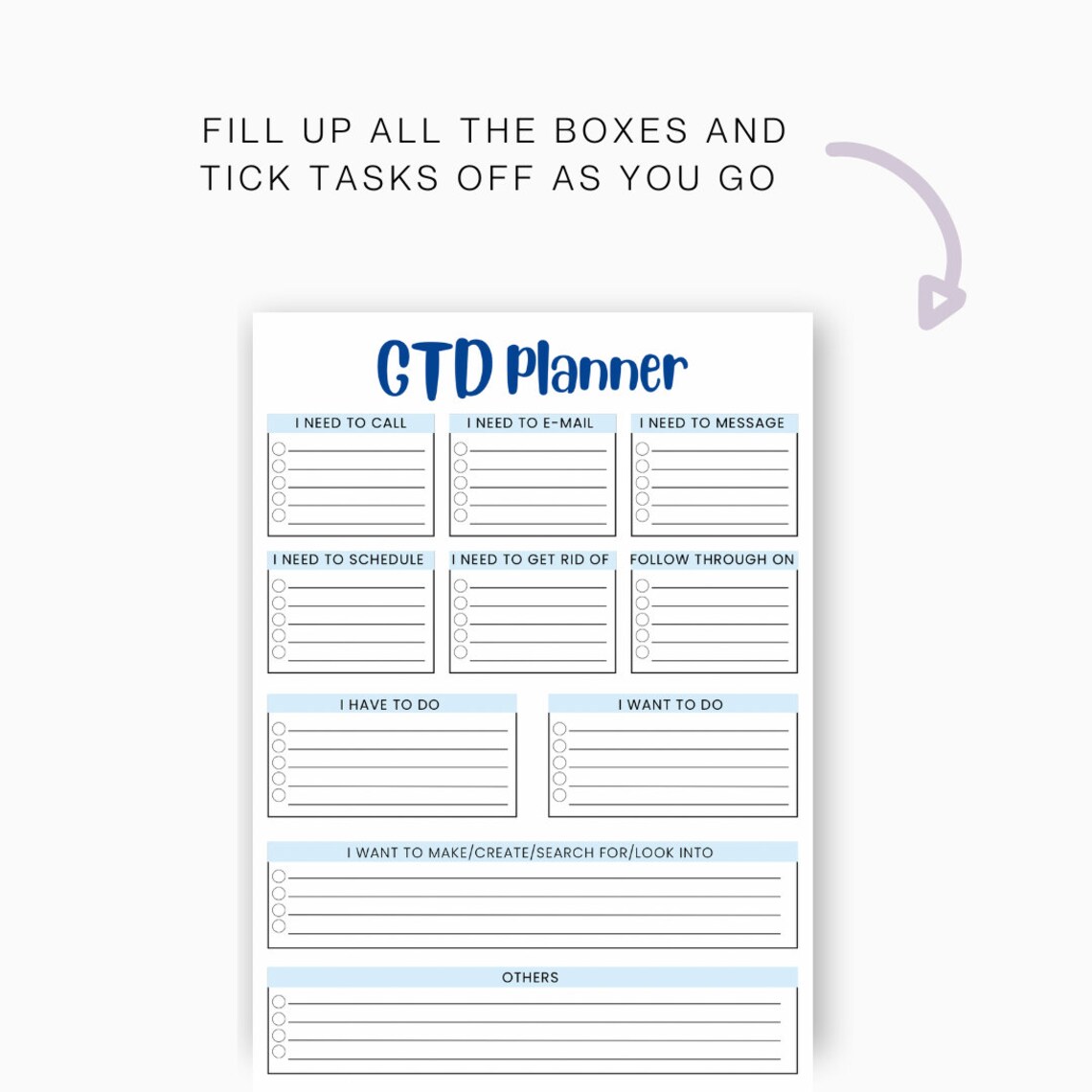GTD Template, Gtd Planner, Adhd Task Organizer, GTD System, Getting ...