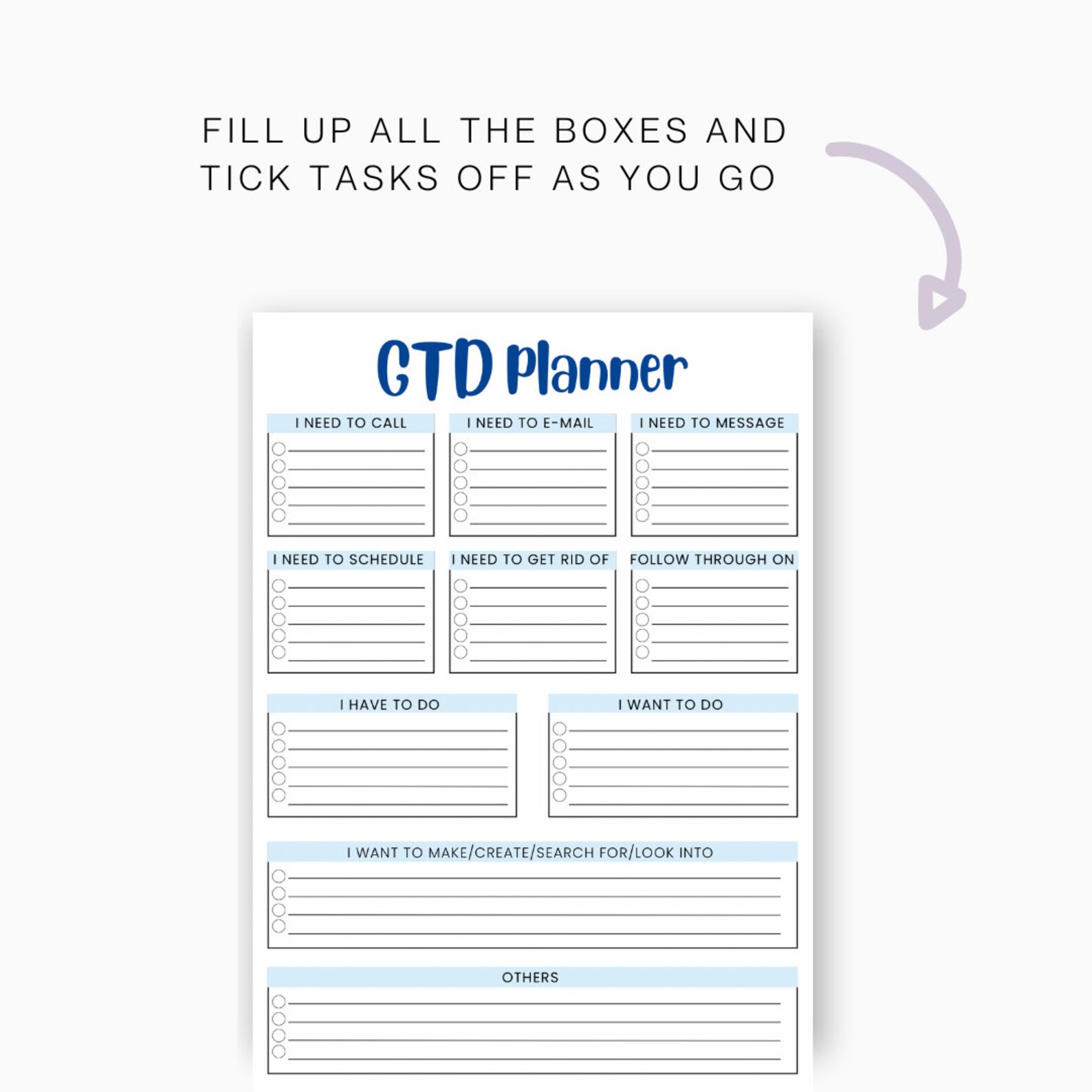 GTD Template, Gtd Planner, Adhd Task Organizer, GTD System, Getting ...