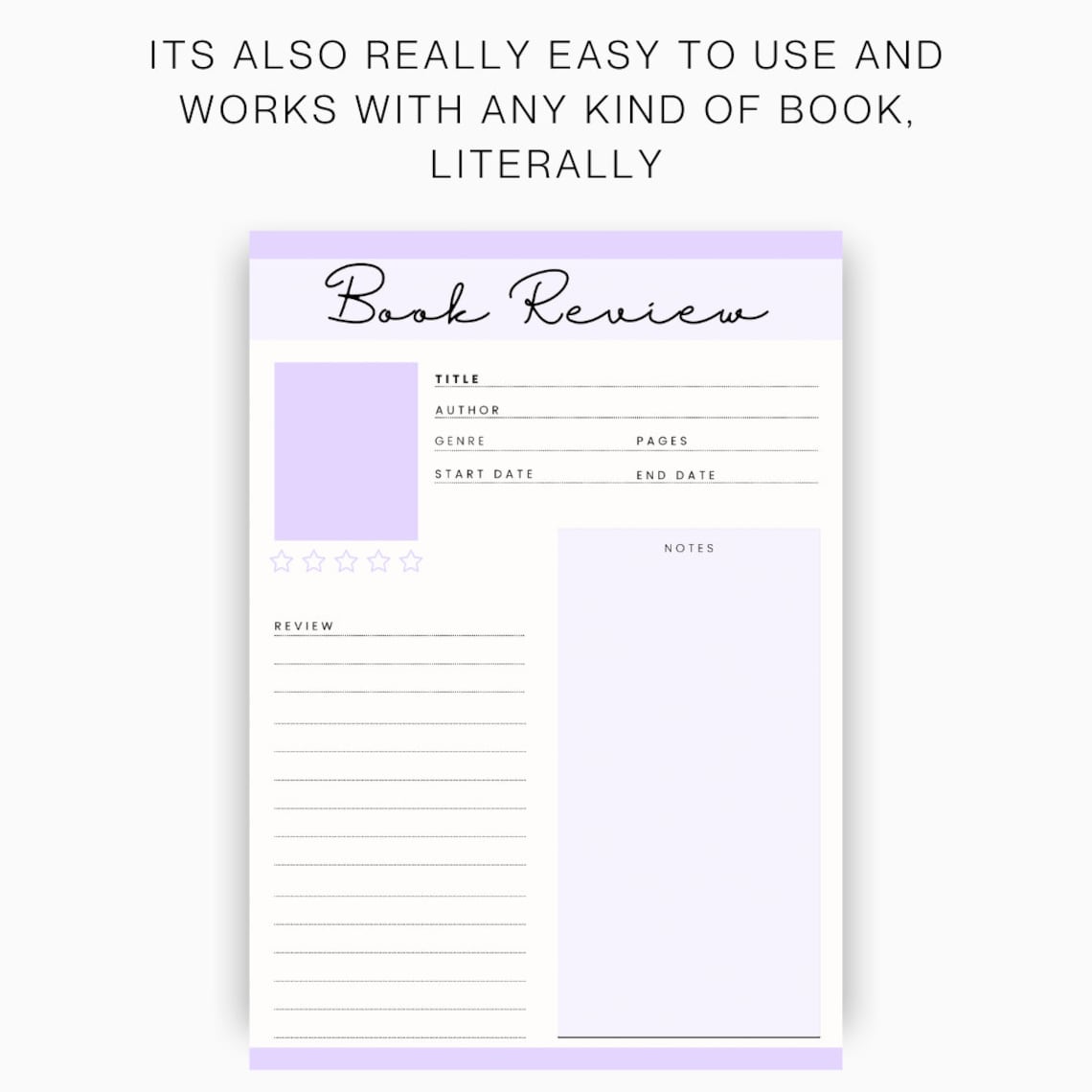 Book Review Template, Printable Reading Journal, Book Review Planner ...