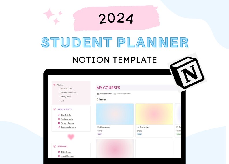 2024 2025 Academic Planner Notion Template, Aesthetic Student Notion ...