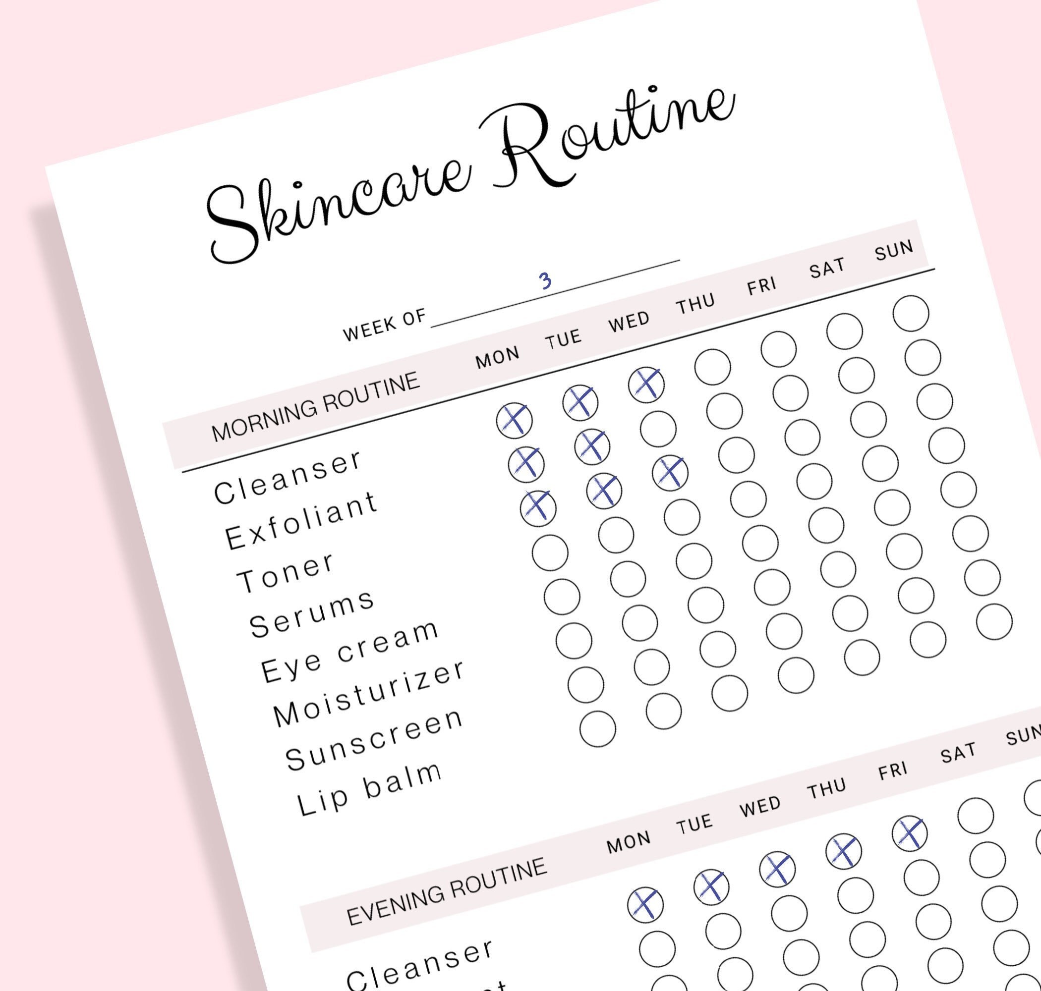 Skincare Routine Printable, Skincare Routine Tracker, Skincare Planner ...