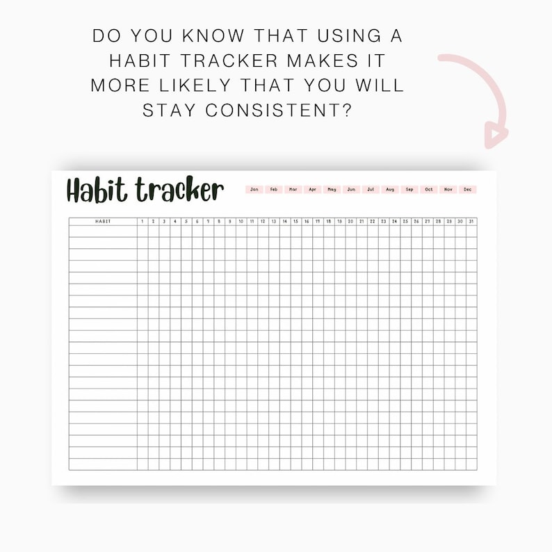 Printable Monthly Habit Tracker, 30 Day Habit Tracker, New Habit ...