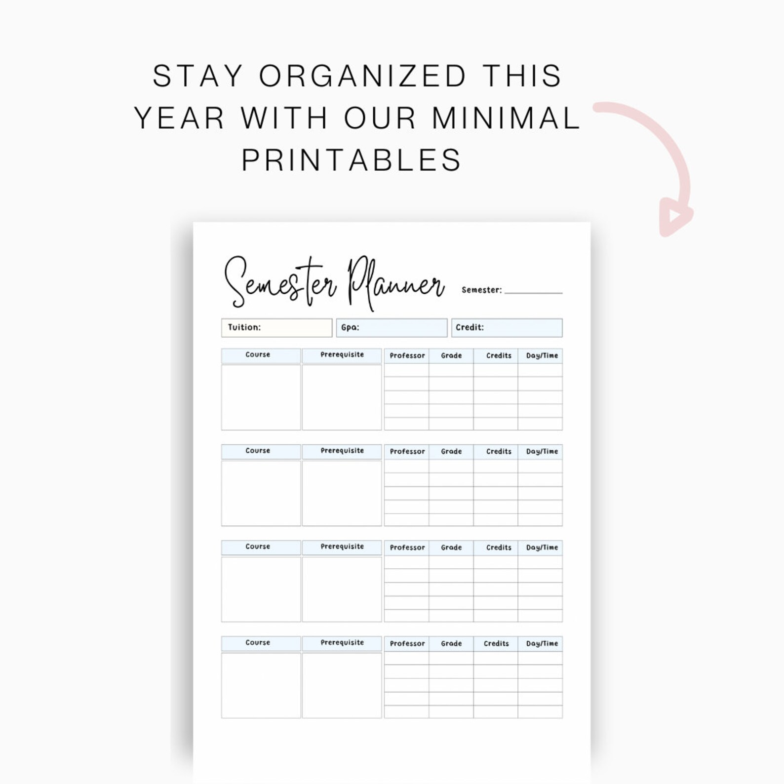 Semester Planner, College Student Essentials, College Freshman Semester ...