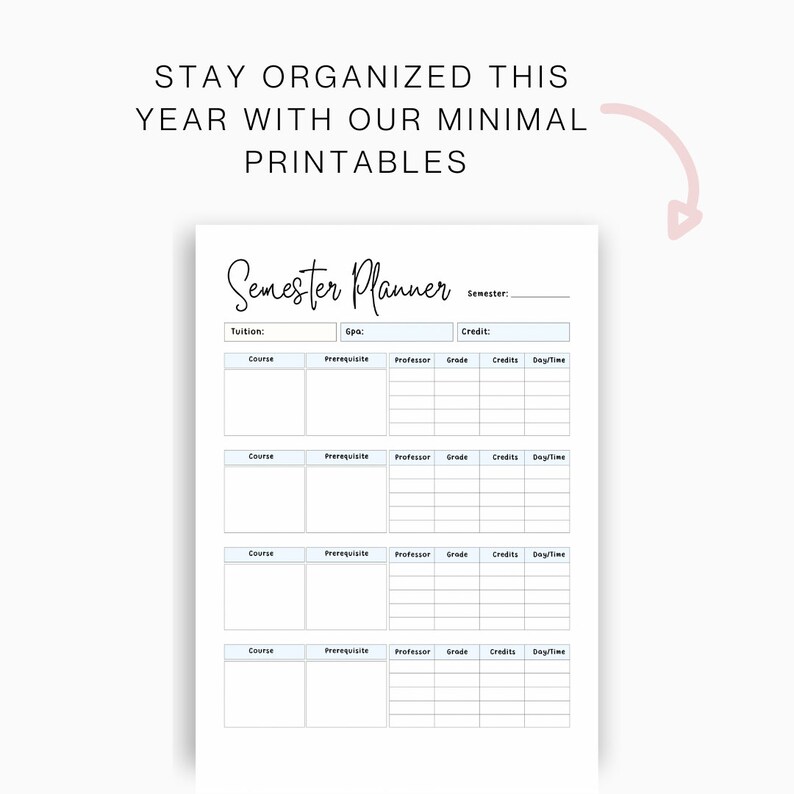 Semester Planner, College Student Essentials, College Freshman Semester ...