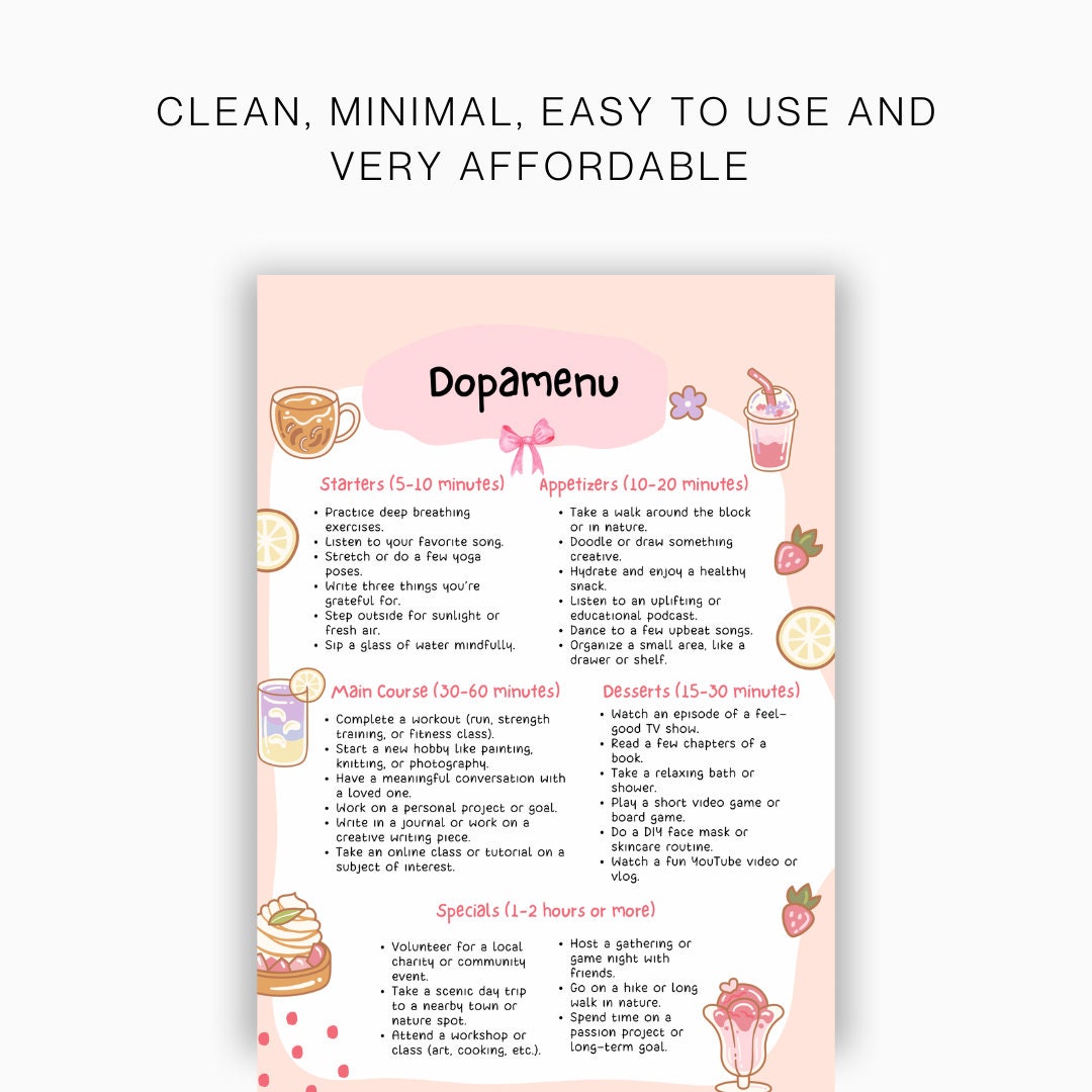 Dopamine Menu, Dopamenu Ideas, Healthy Routine Adhd Tools, Bullet ...