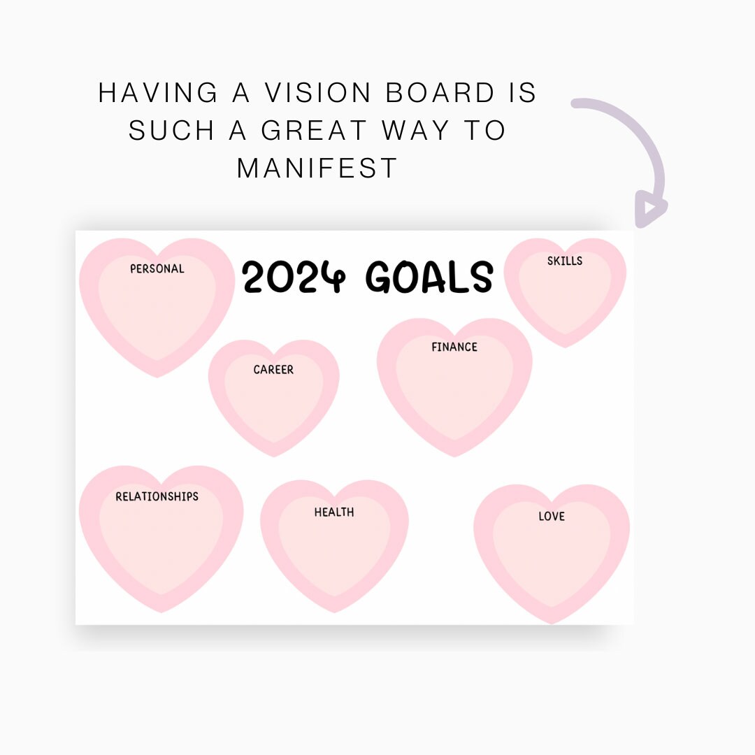 Printable Vision Board, Vision Board Template, 2024 Dream Life Planner ...