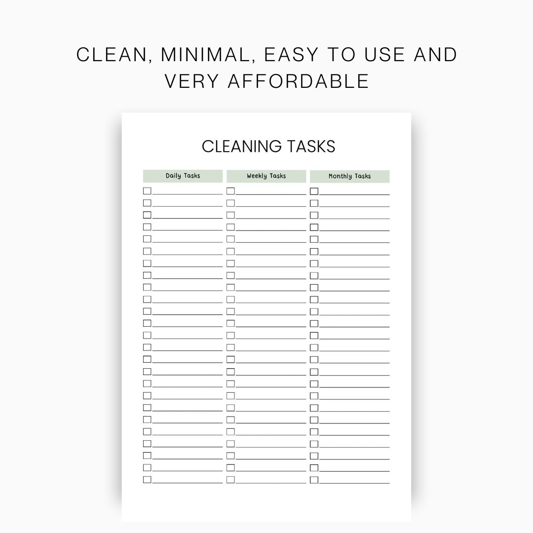 Cleaning Checklist, Editable Cleaning Routine Planner, Daily Cleaning ...