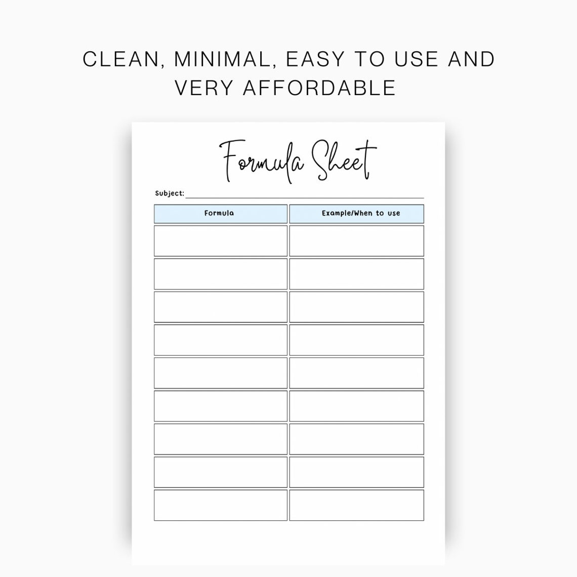 Formula Sheet, Printable Equation Sheet, Study Essential, Maths ...