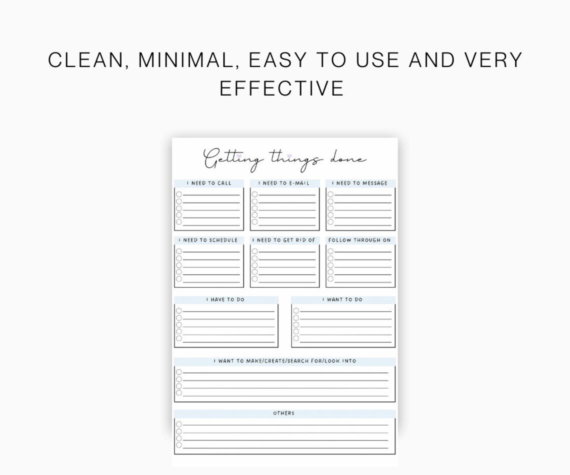 Getting Things Done Printable, Task Organizer, GTD Inbox, GTD Planner ...