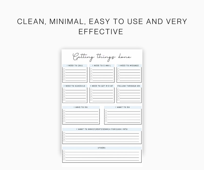 Getting Things Done Printable, Task Organizer, GTD Inbox, GTD Planner ...