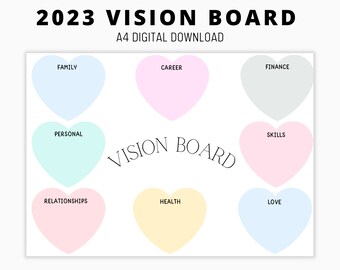 Printable Vision Board, Vision Board Template, 2023 Dream Life Planner ...